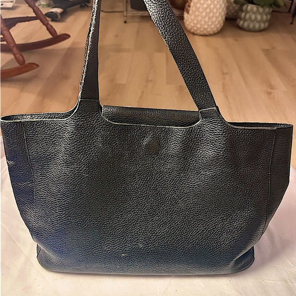 Falor | Bags | Falor Genuine Leather Pebbled Italian Black Tote Handbag ...